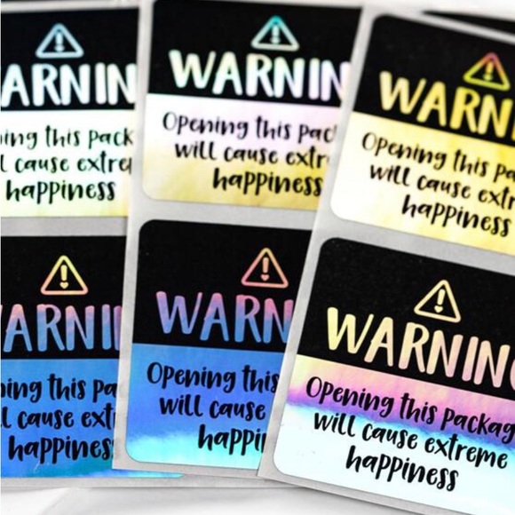 Bags | 6 Pc Warning Opening Package Cause Extreme Happiness Stickers ...